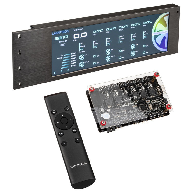 Lamptron CU135 fan control + RGB controller with display, ARGB - black ...