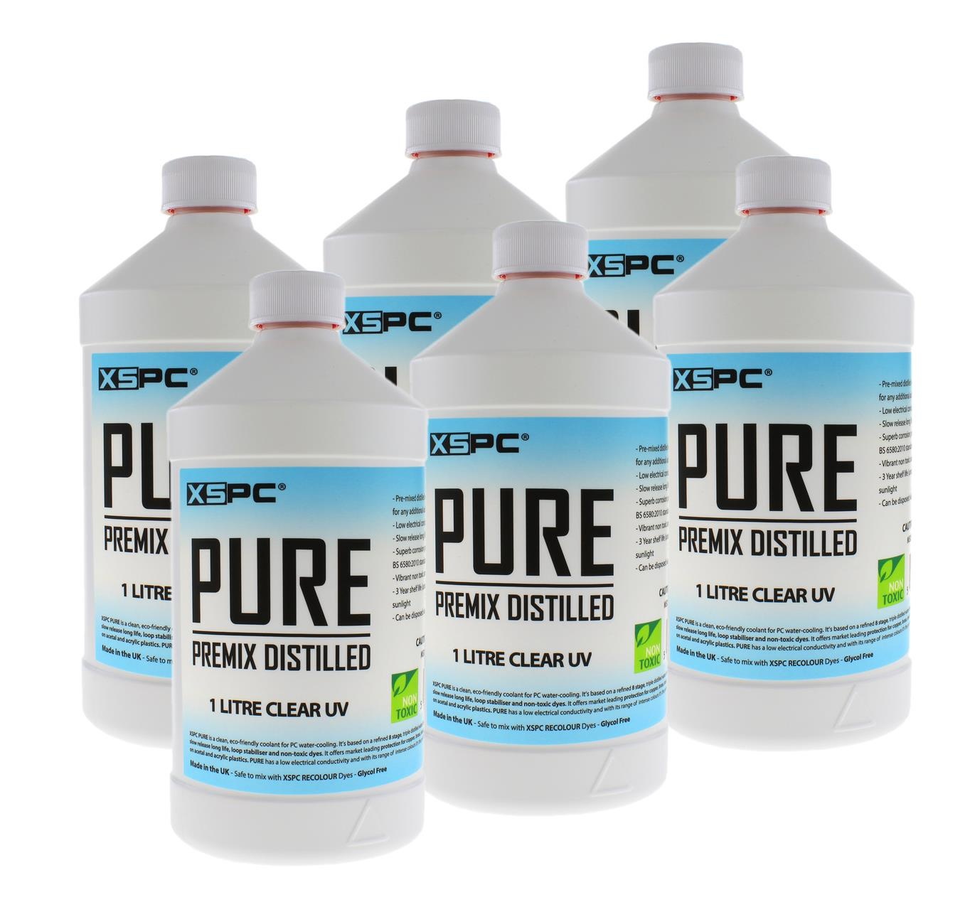 XSPC PURE Premix Distilled Coolant - Clear UV (6 Pack) - Watercooling UK