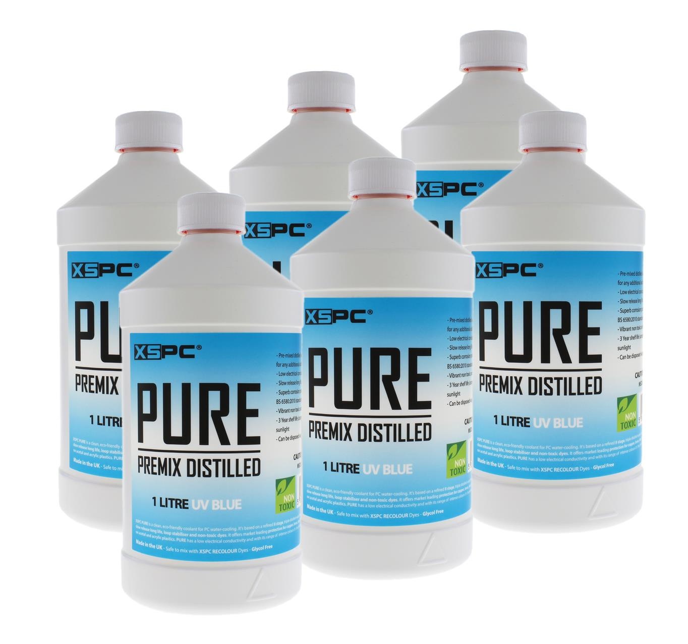 XSPC PURE Premix Distilled Coolant - UV Blue (6 Pack) - Watercooling UK