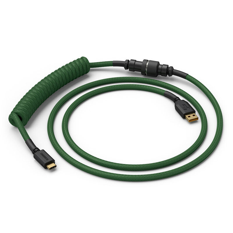 Glorious Coiled Cable Forest Green, USB-C to USB-A spiral cable - 1.37m ...