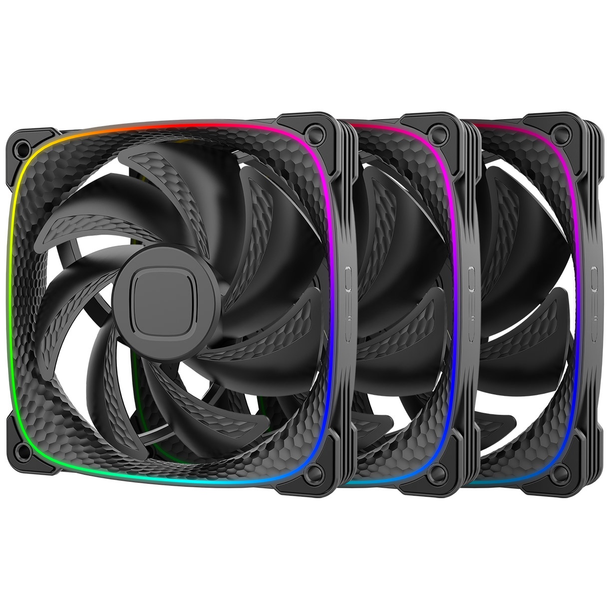 Geometric Future Squama 2503B RGB fans, pack of 3 - 120 mm, black ...