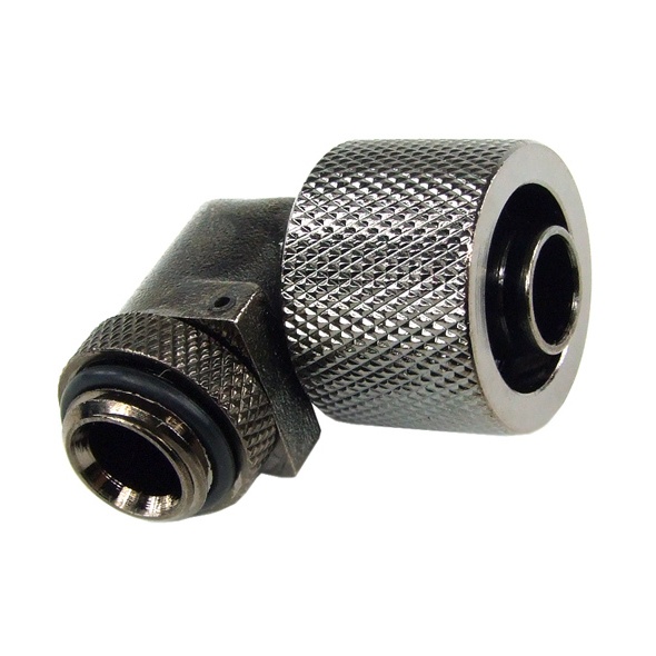 16/10mm Compression Fitting 90- Rotary G1/4 - Knurled - Black Nickel ...