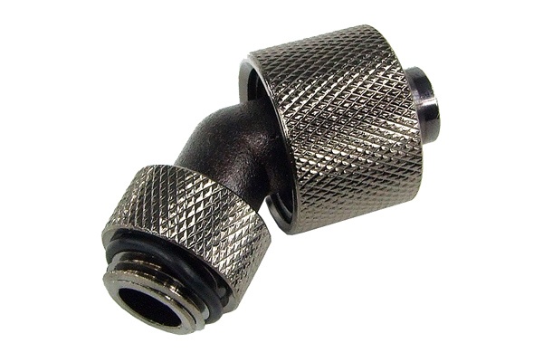 16/10mm compression fitting 45- revolvable G1/4 - knurled - black ...