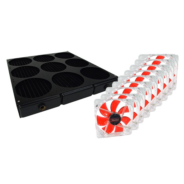 Phobya Xtreme NOVA 1080 Radiator Bundle 9x Phobya G-Silent 12 Red LED ...