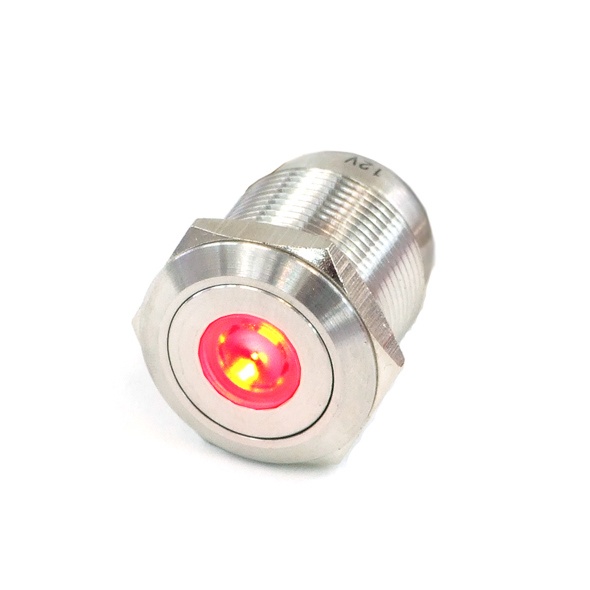Push-Button 16mm Stainless Steel Red Dot Lighting 5pin - Watercooling UK