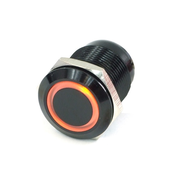 Push-Button 19mm Aluminium Black , Orange Lighting, With Screw-On ...
