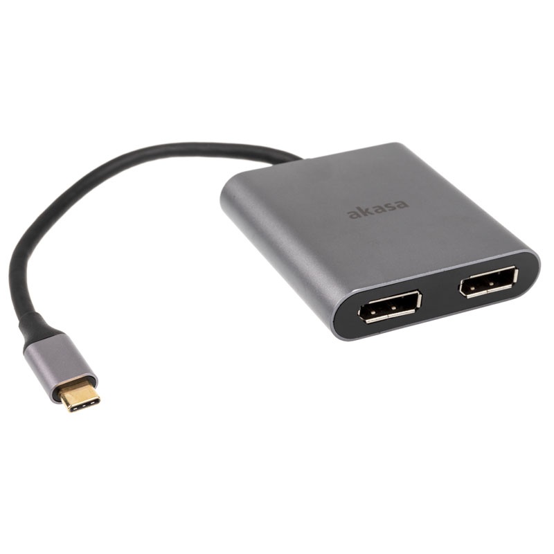 Akasa USB Type C to Dual DisplayPort MST adapter, 4K - silver ...