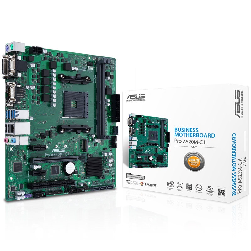 ASUS PRO A520M-C II/CSM, AMD A520 motherboard, Socket AM4, DDR4 ...