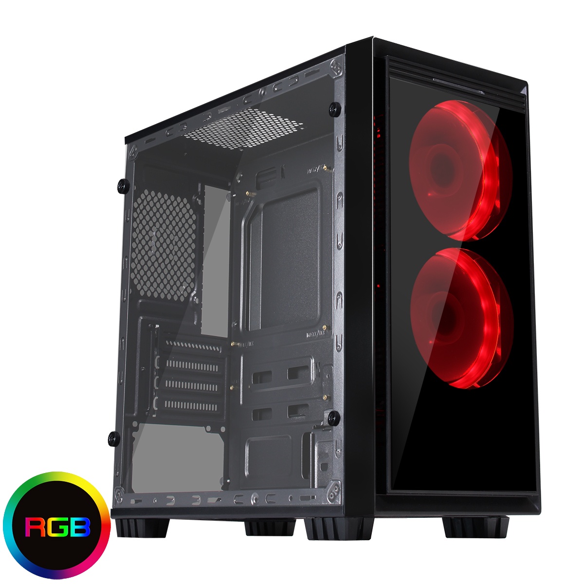 CiT Halo Mid-Tower RGB Gaming Case With 3 x Halo Single-Ring RGB LED ...