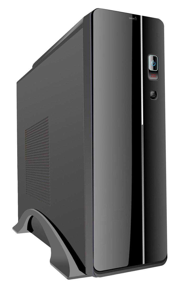 CiT S003B Black Slim Micro ATX or ITX Case 300w PSU Built-in Card ...