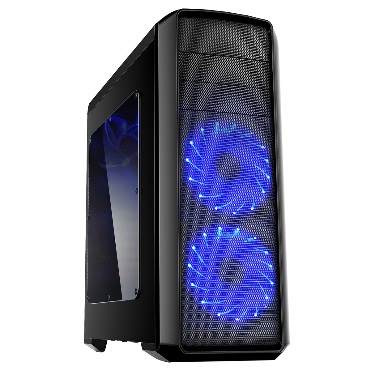 Game Max Volcano Gaming PC Case Blue 32 LED Front Fans - Watercooling UK