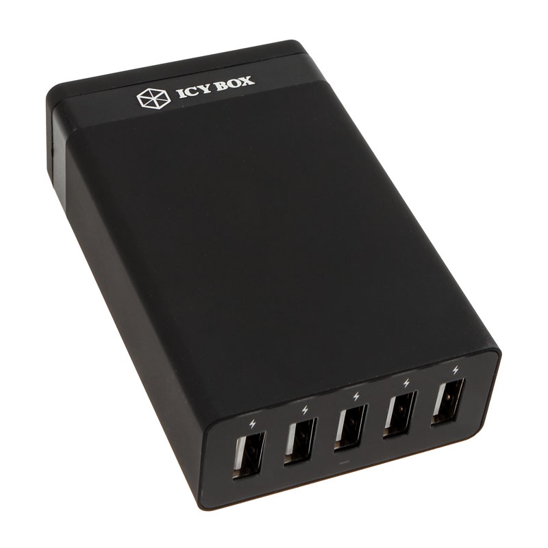 ICY BOX IB-CH50, USB 5-port charger 8A / 40 Watt - black - Watercooling UK