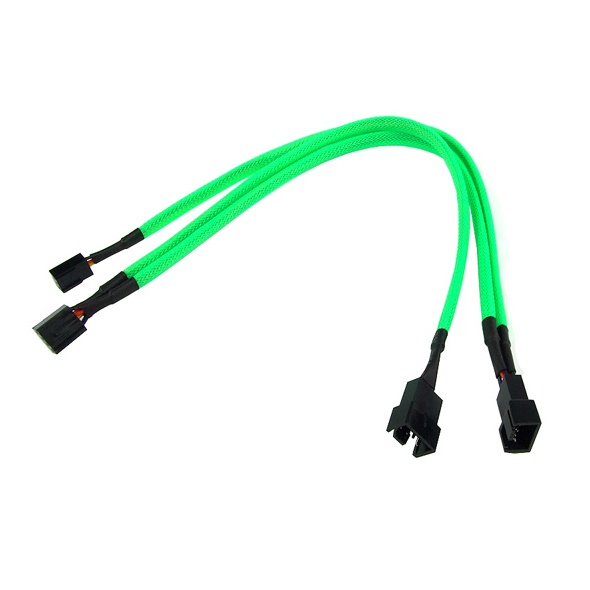 Phobya Y-Cable 4Pin - 2x 4Pin PWM and 1x 3Pin 30cm - UV green ...