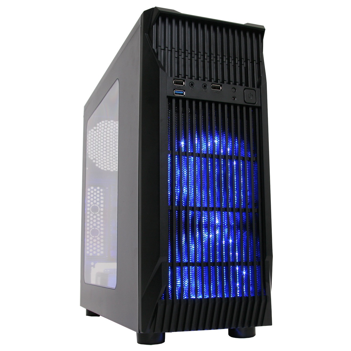 Game Max Atom Gaming PC Case with 2 x 15 LED 12cm Fans with Side Window ...