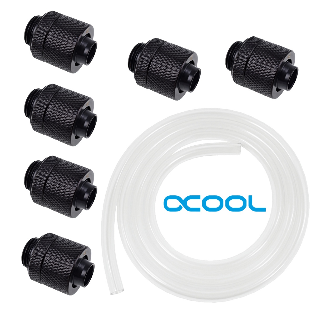 WCUK Spec Alphacool 13/10mm x 2m Flexible Tube, Black Fittings Pack ...
