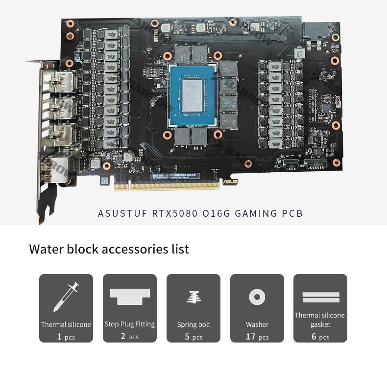 Barrow NVIDIA RTX 5080 ASUS ROG TUF, aRGB Graphics Card Waterblock ...